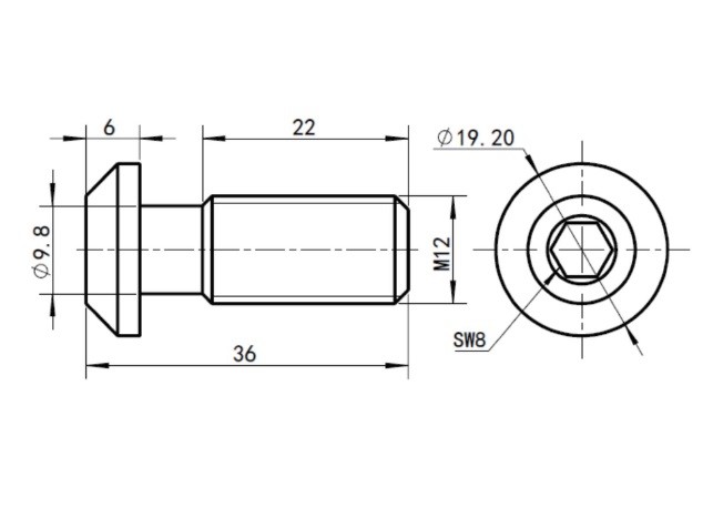 Parafuso de Montagem M12X30 P/ PERFIL CANAL10 • Alumaker